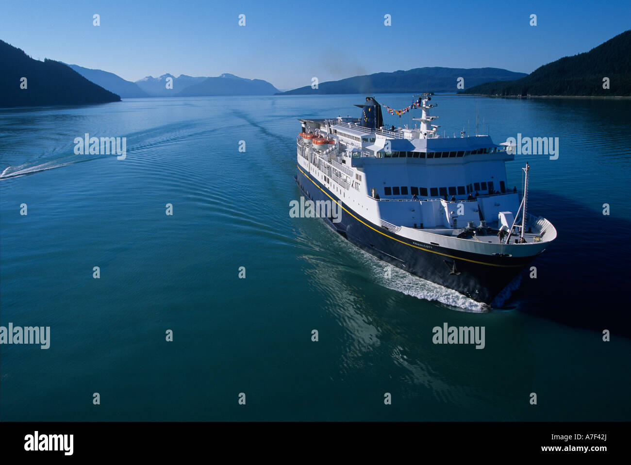 USA Alaska The Alaska ferry MV Kennicott sails up Gastineau Channel ...