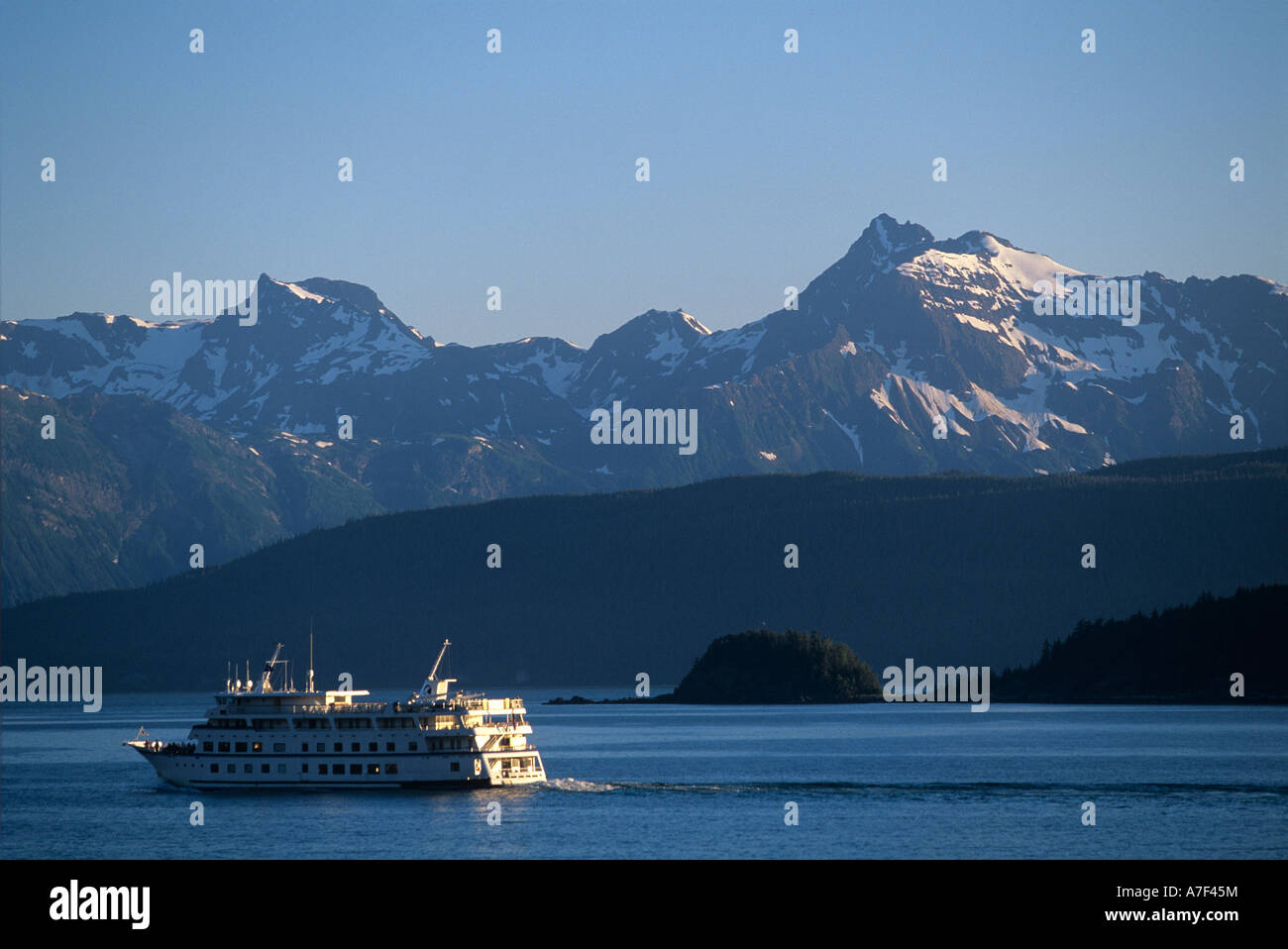 USA Alaska Inside Passage Cruise ship sails south through Lynn Canal ...