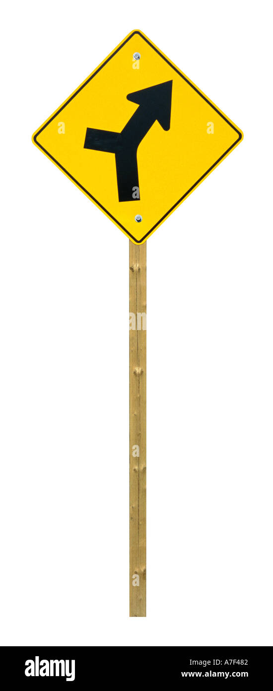 Diamond-shaped road branches off or splits ahead road or traffic sign ...