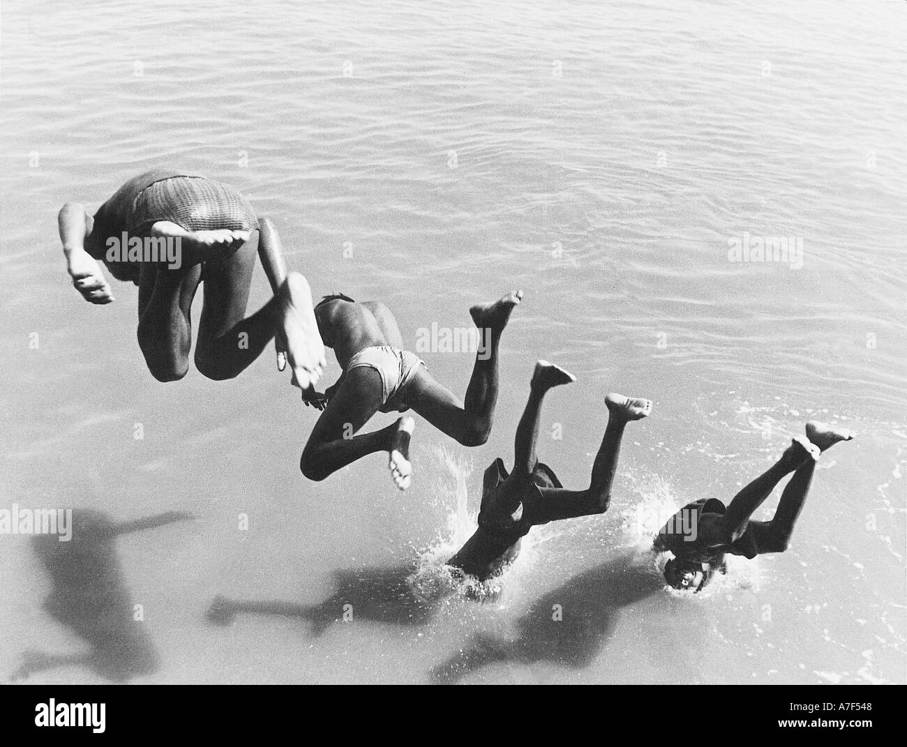 Vintage Diving Into Water