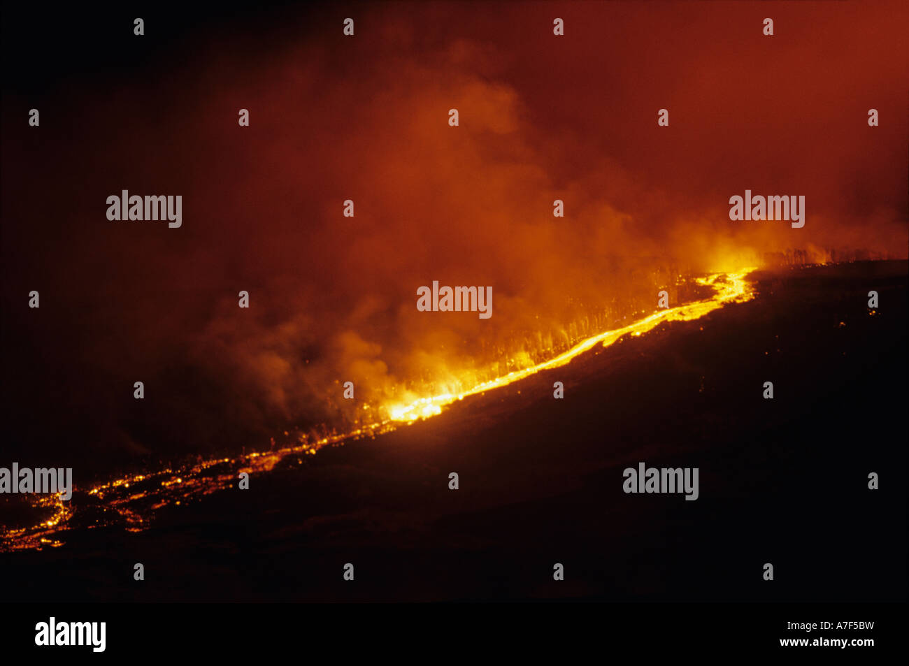 USA Hawaii Volcanoes National Park Lava flow from Kilauea volcano ...