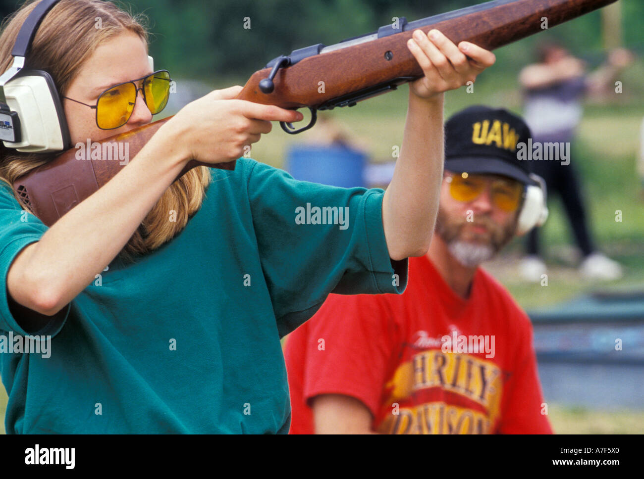 Dad and Daughter at Shooting Range Stock Photo - Alamy