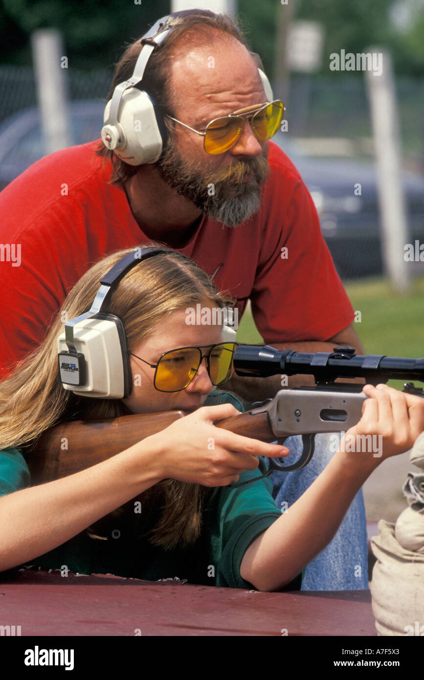 Dad and Daughter at Shooting Range Stock Photo - Alamy