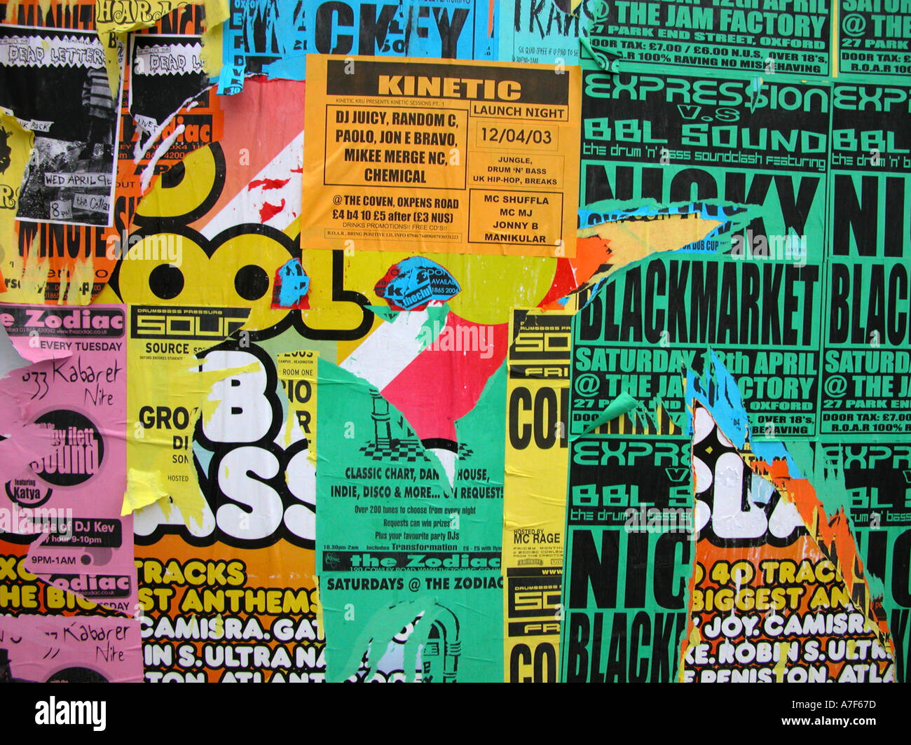Colourful torn Advertisement Posters Stock Photo - Alamy