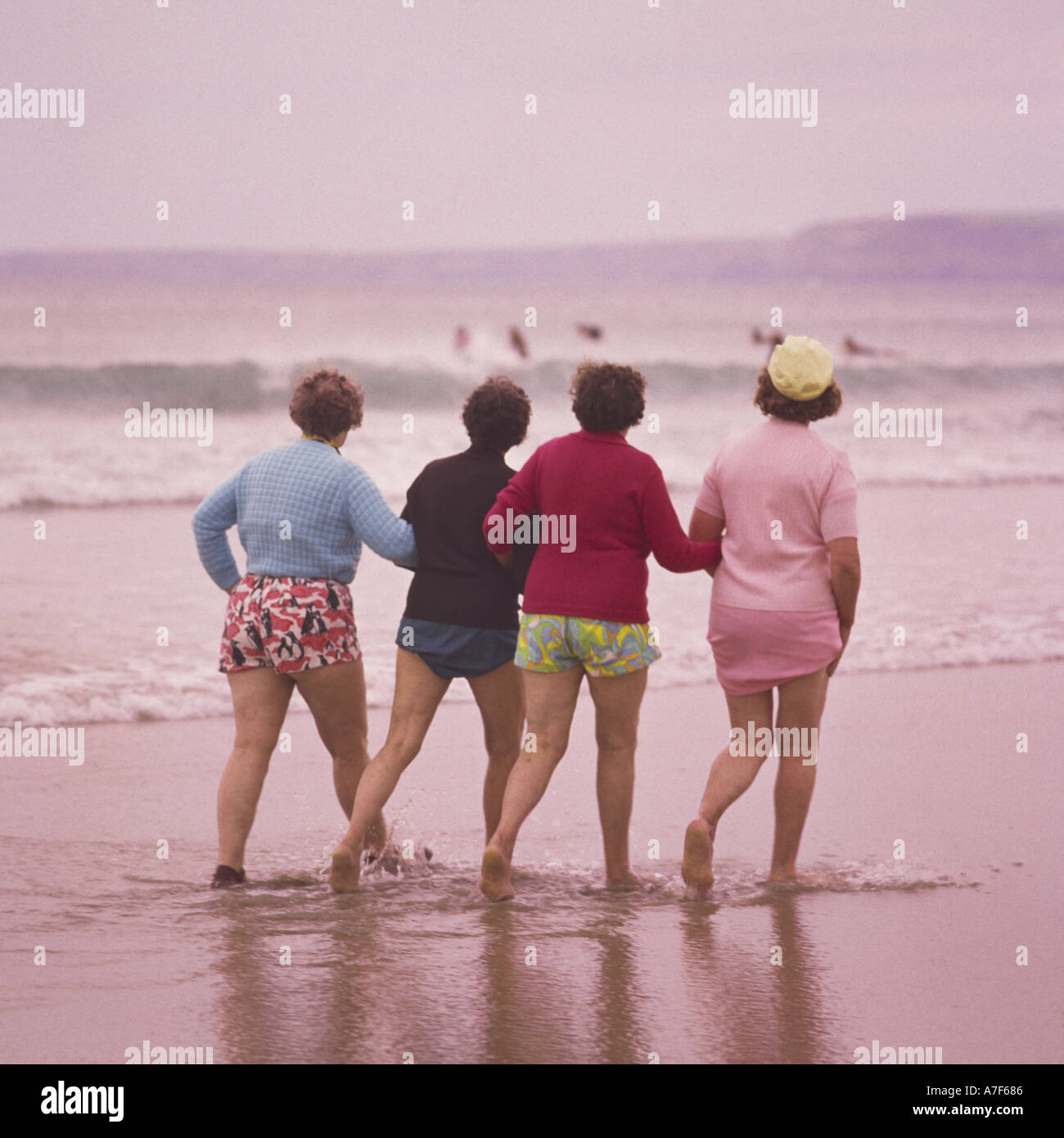 Group women beach walking mature hi-res stock photography and images ...