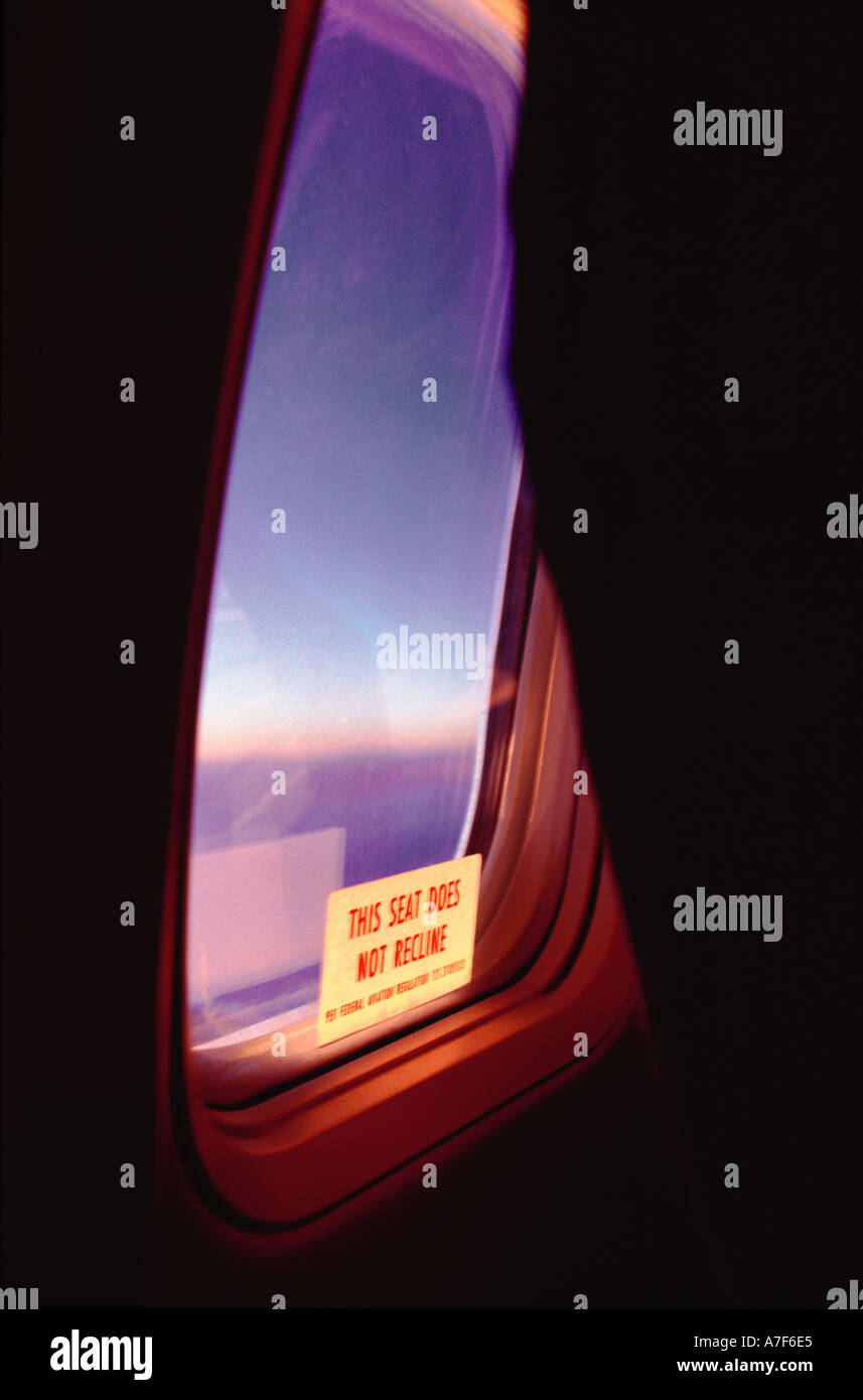 Public Safty warning on commercial aircraft Stock Photo - Alamy