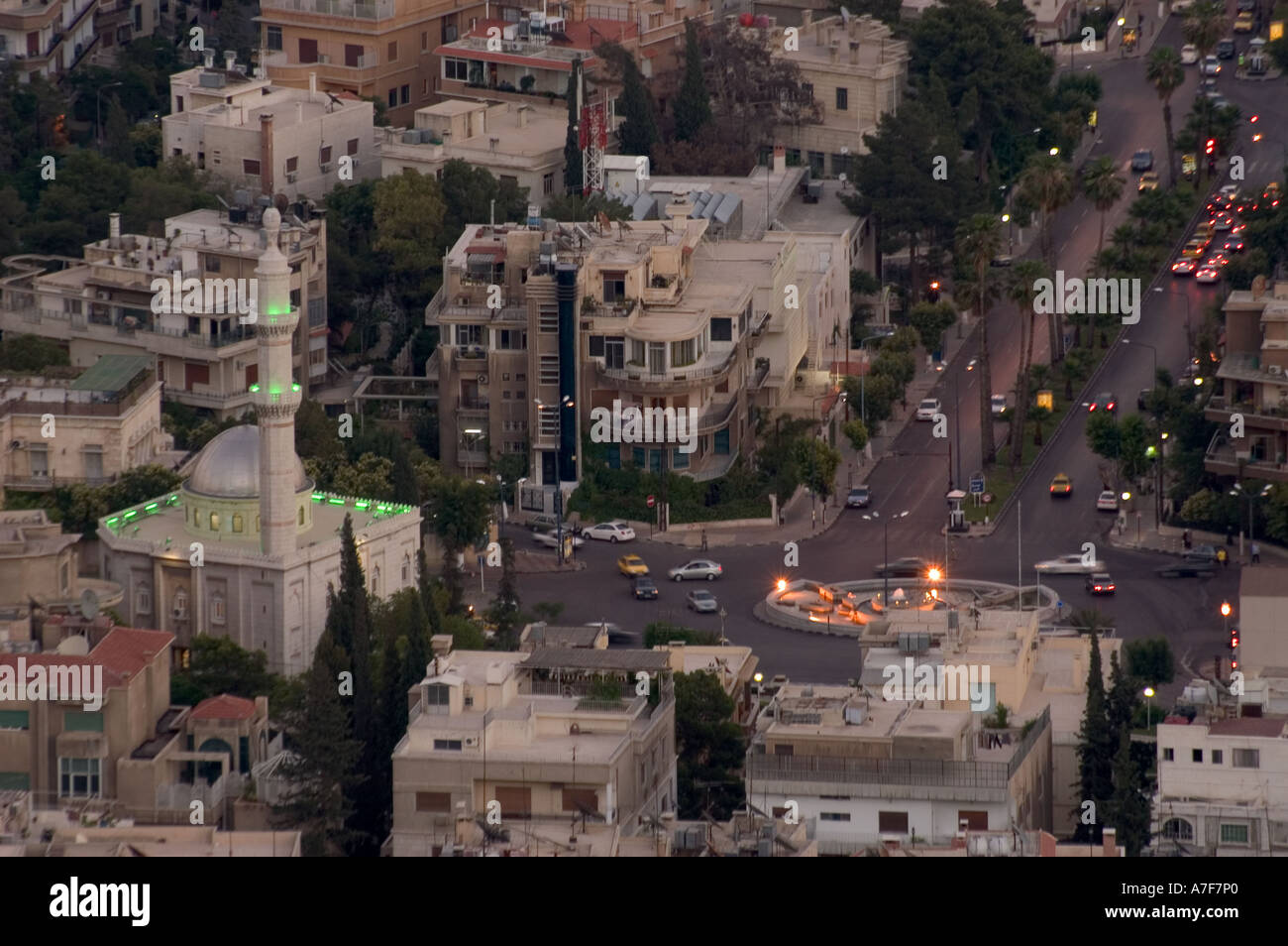 mosque night time city view of Damascus Syria Middle East Stock Photo ...