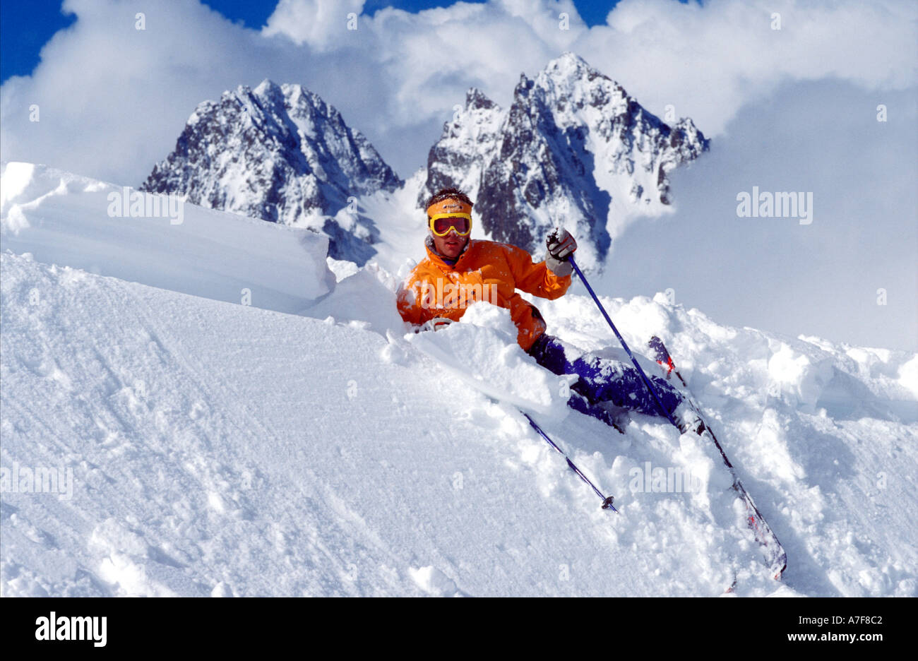 Ski fall crash snow hi-res stock photography and images - Alamy