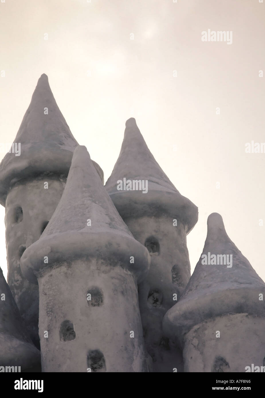 Snow castle tower sculpture Stock Photo - Alamy