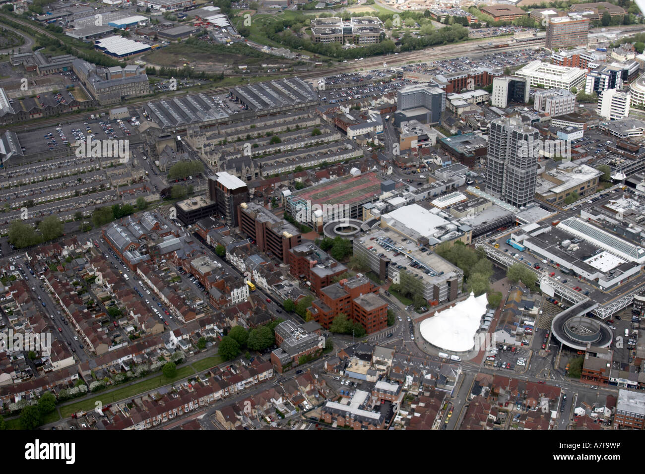 High level oblique aerial view south east of city centre buildings and ...