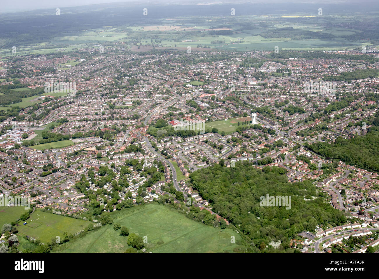 High level oblique aerial view north west of Water Tower residential ...
