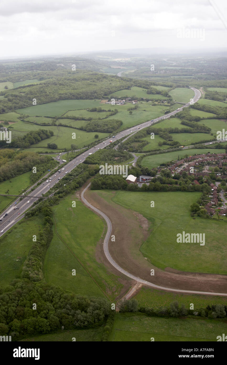 High level oblique aerial view north east of M25 Godstone Interchange ...