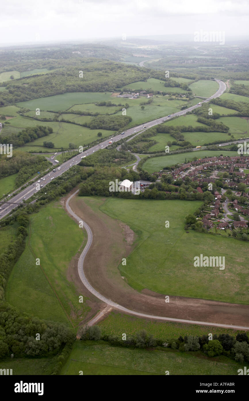 High level oblique aerial view north east of M25 Godstone Interchange ...