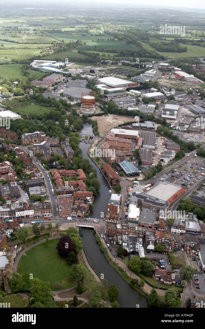 High level oblique aerial view south west of Tonbridge Castle River ...