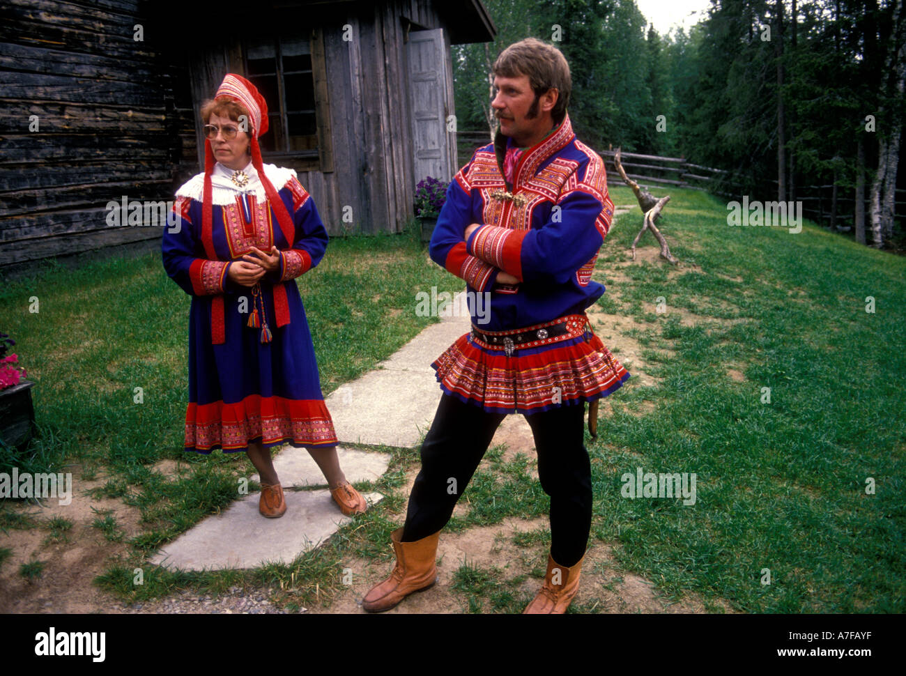 Sami people, Sami man, Sami woman, couple, Konttaniemi Reindeer Farm ...