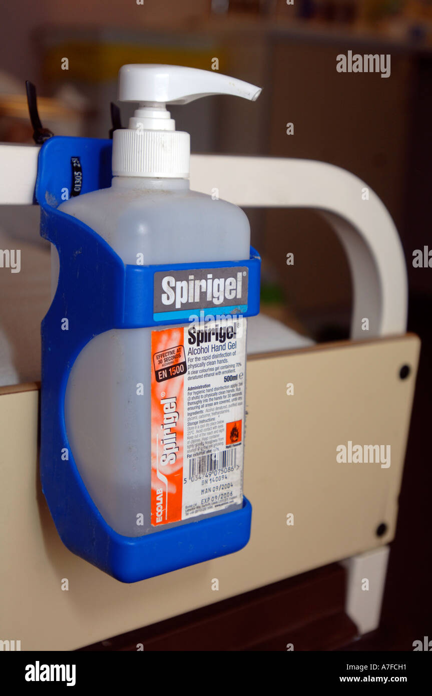 Anti-bacterial handwash gel in a hospital ward, Britain UK Stock Photo ...