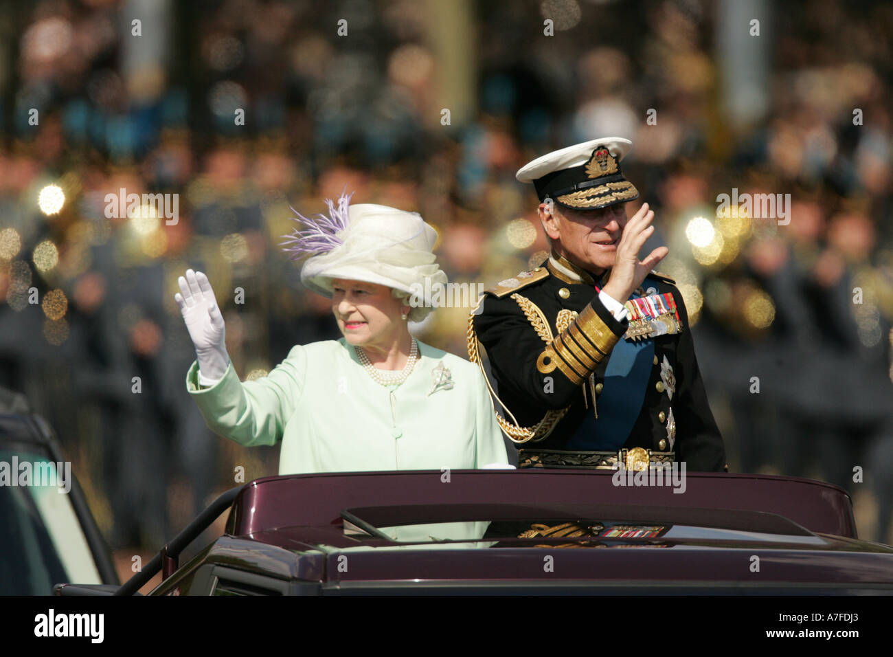 The Queen and Prince Philip wave to crowds on The Mall in London on the ... The Queen and Prince Philip wave to crowds on The Mall in London on the ...