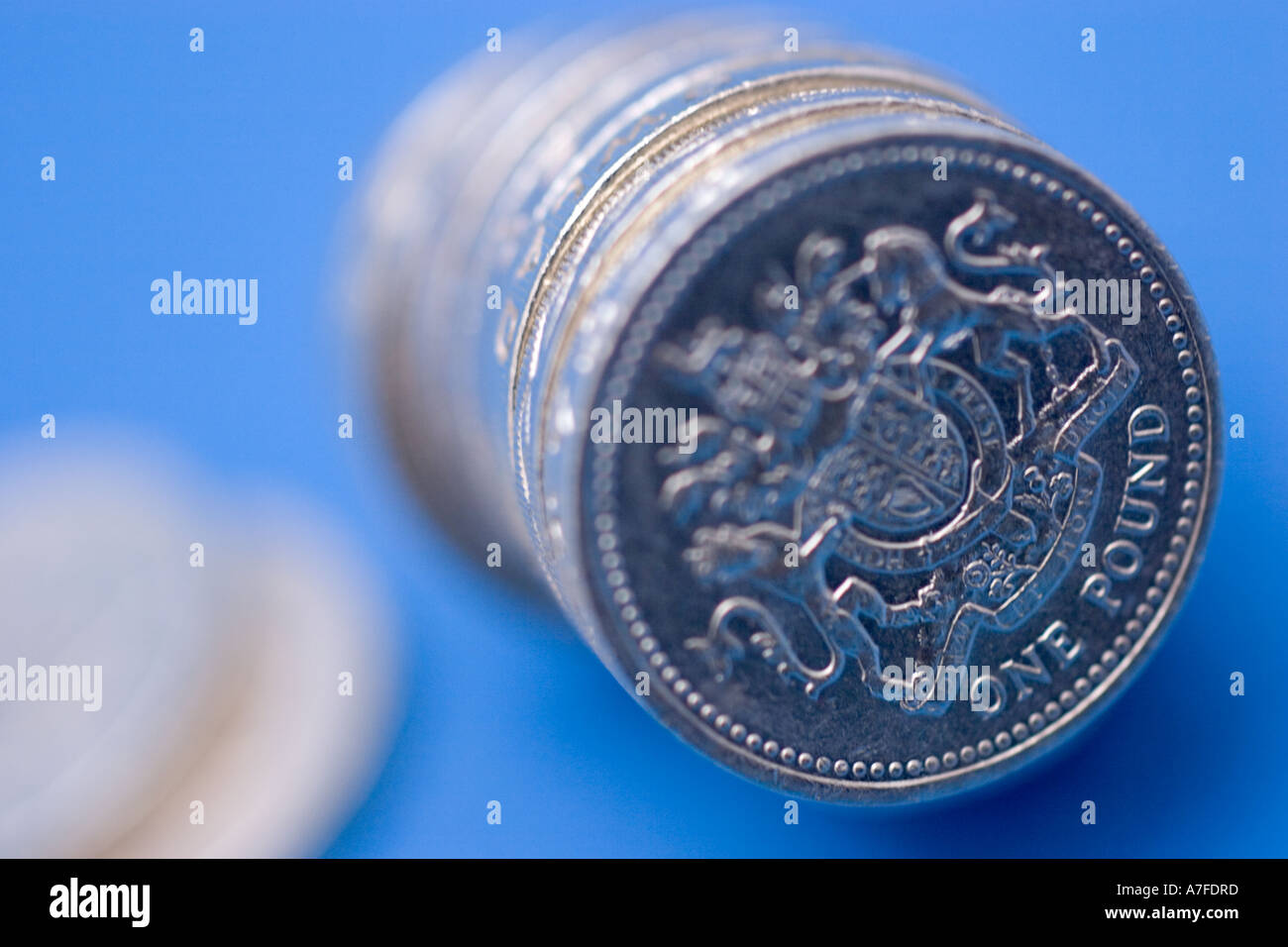 One pound coins coin sterling currency of UK Stock Photo - Alamy