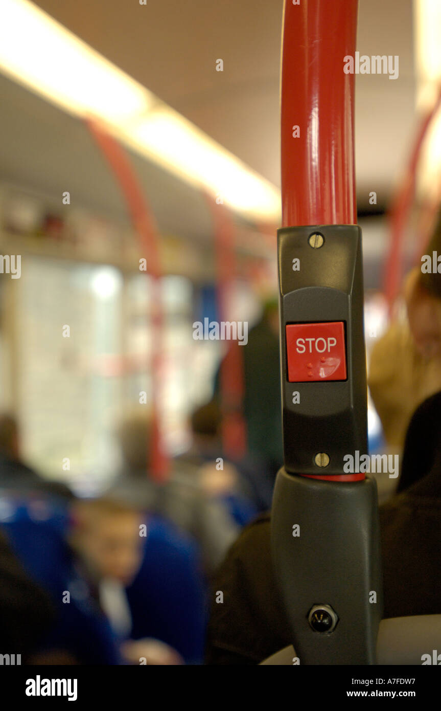 Stop button on a public transport bus in Edinburgh Stock Photo - Alamy
