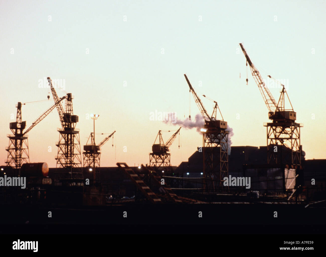 Construction cranes in shipbuilding yard in Baltimore MD Stock Photo ...