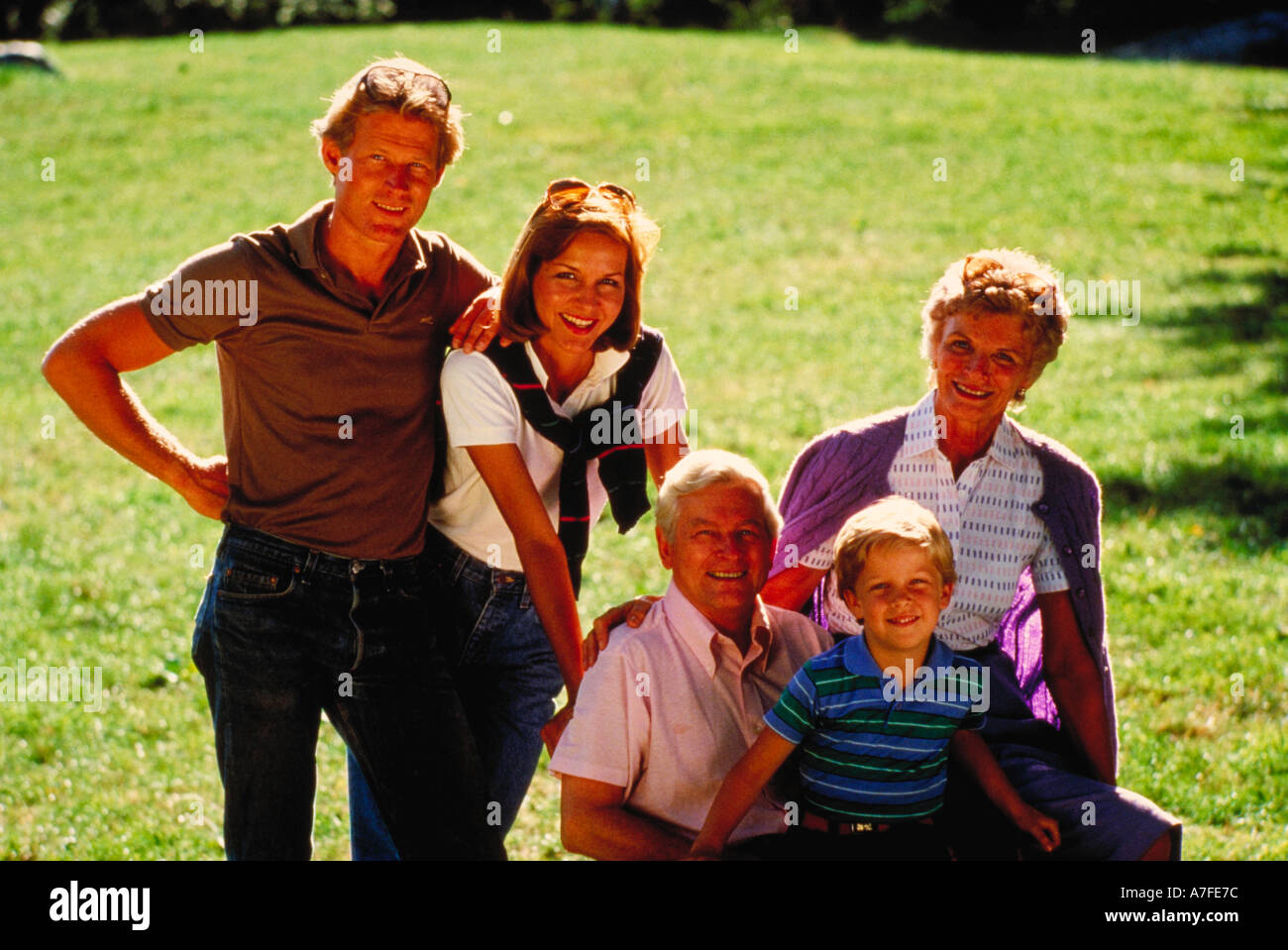 Portrait of three generations of family Stock Photo - Alamy