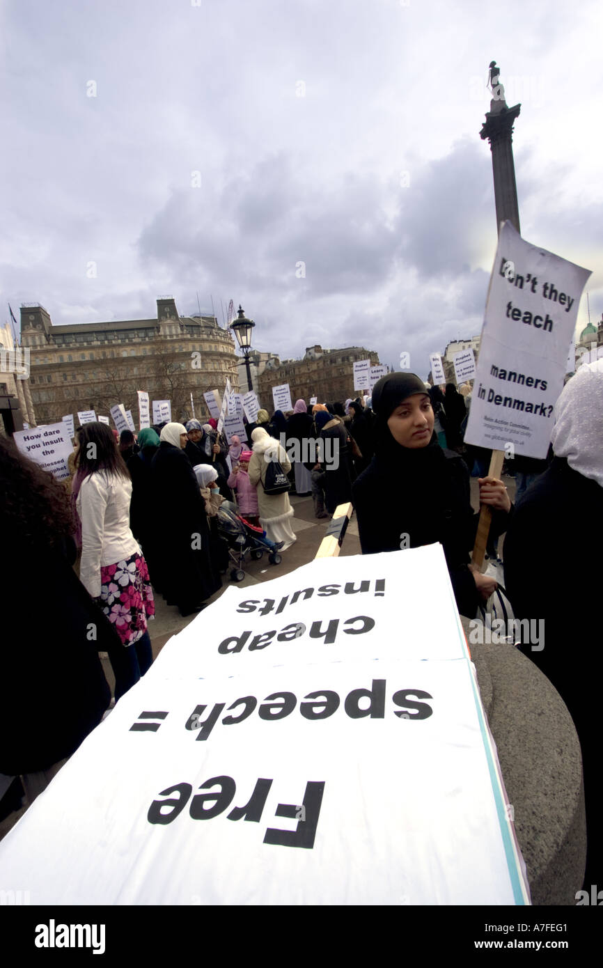 Free speech cheap insults placard at Muslim protest against Danish ...