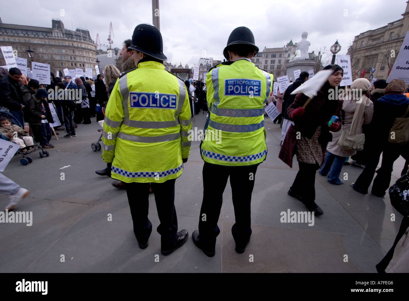 Police officers at Muslim protest against Danish cartoon in Jyllands ...