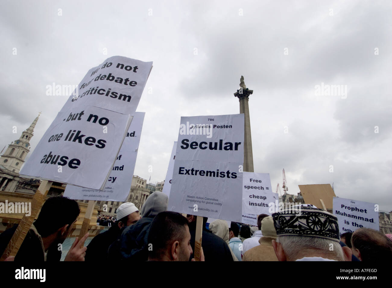 Muslim protester at Danish Cartoon in Jyllands Posten meeting at ...
