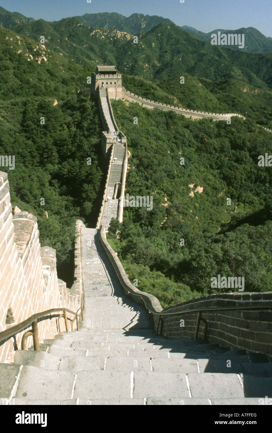 Great Wall with Fortress, China Stock Photo - Alamy