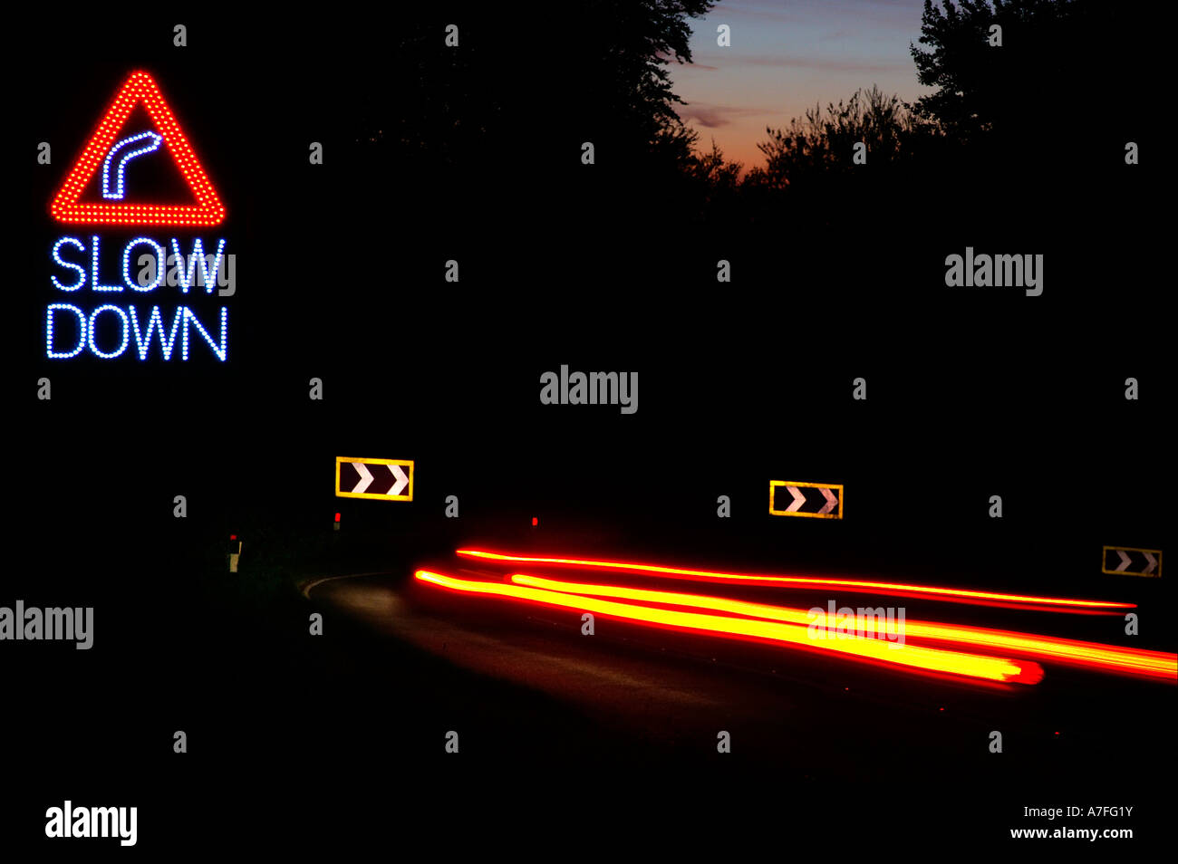 dangerous drive and speeding at night on the hairpin bend road. Slow ...