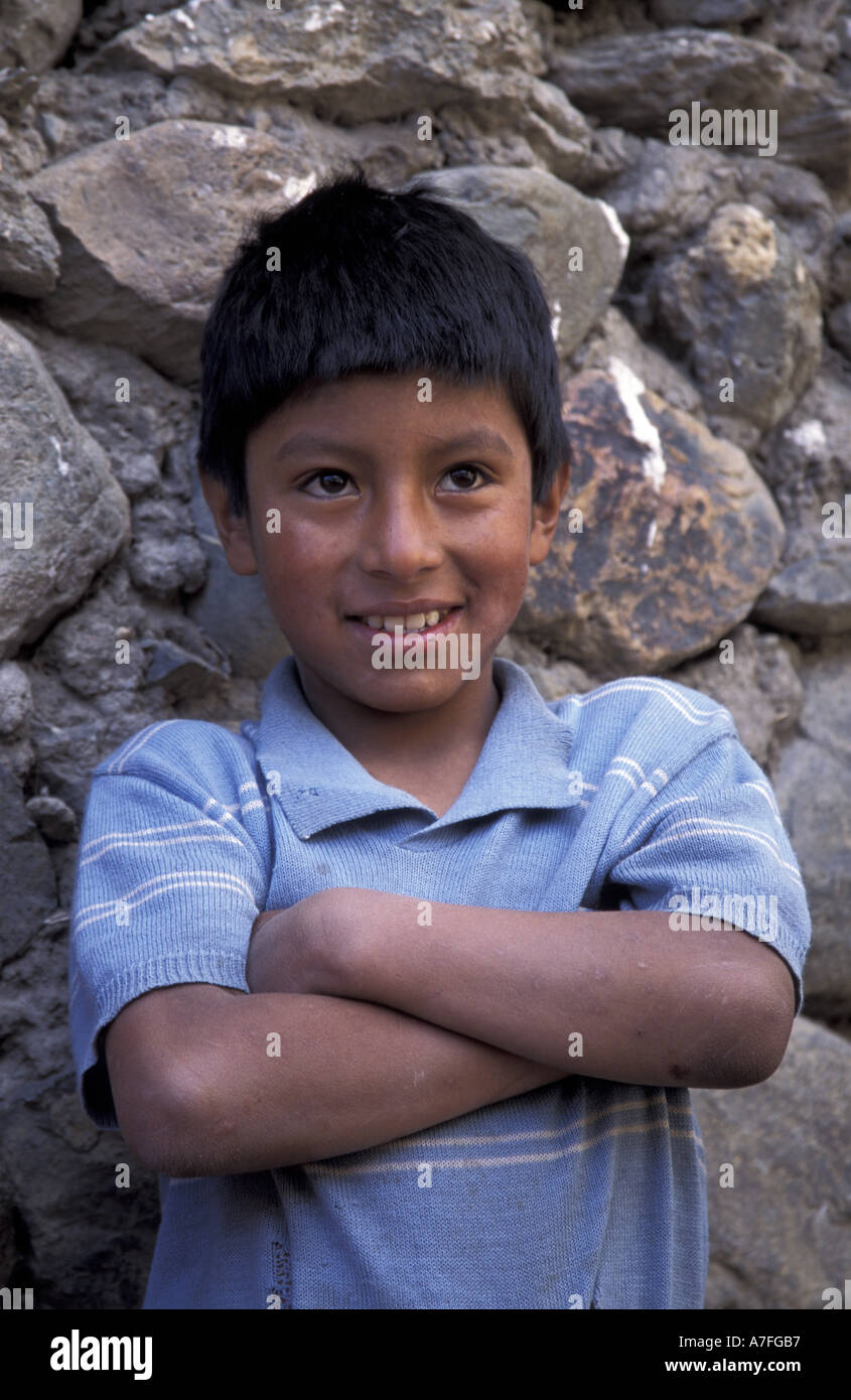 SA, Peru, Ollantaytambo, Peruvian boy in modern T shirt Stock Photo - Alamy