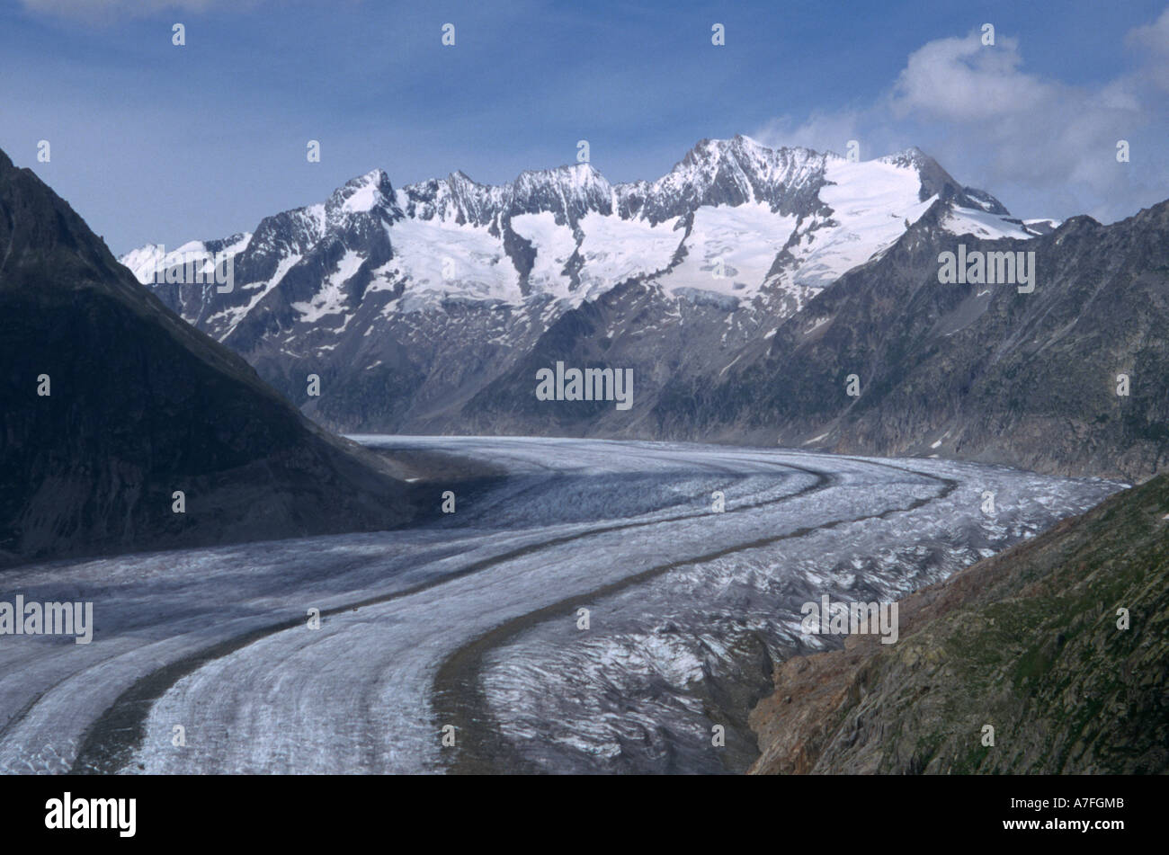 Grosser Aletschgletscher from Biel above Bettmeralp Switzerland Stock ...