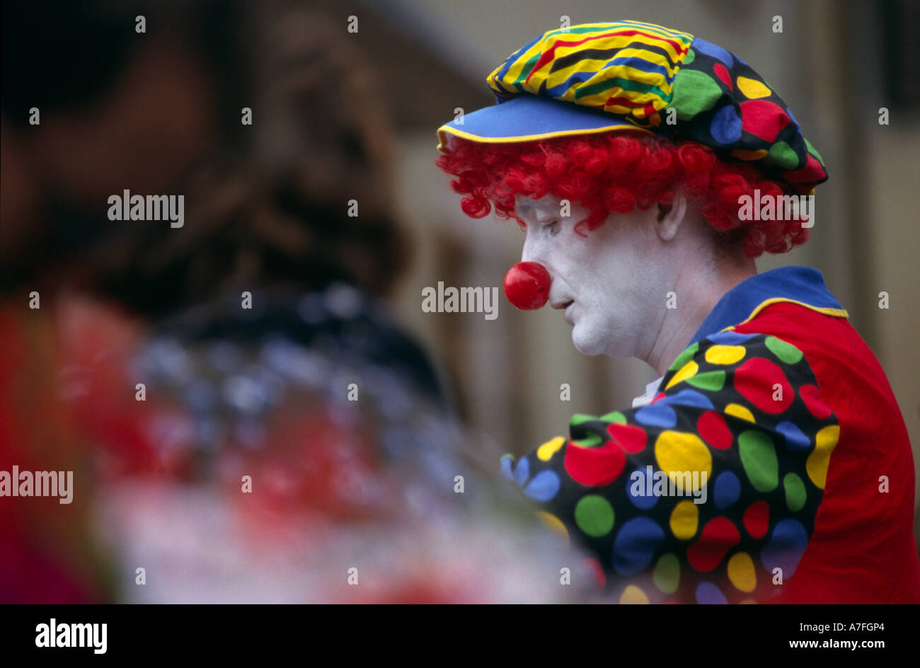 Clown painted face red nose hi-res stock photography and images - Alamy