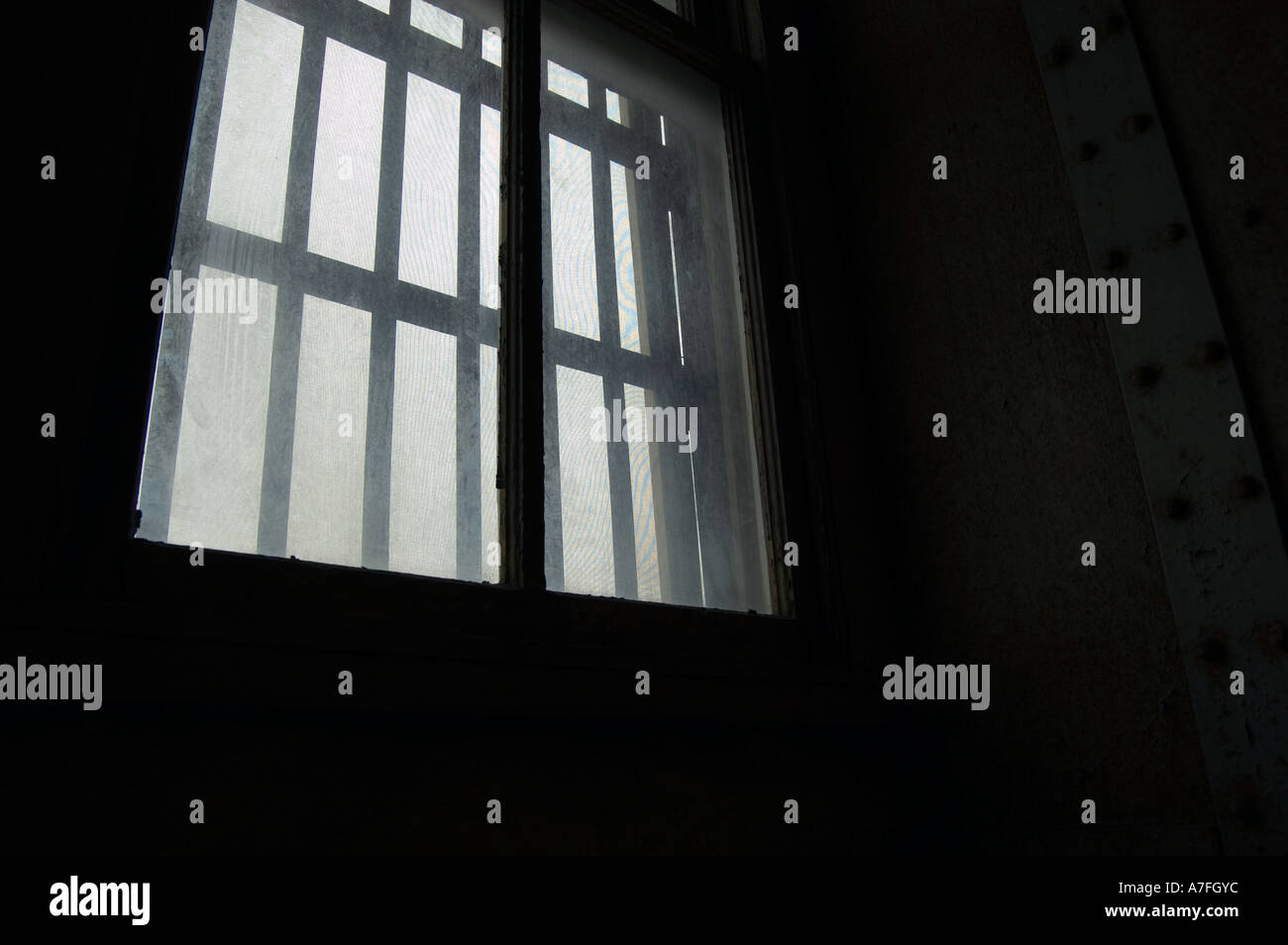 Barred window in old jailhouse Stock Photo - Alamy