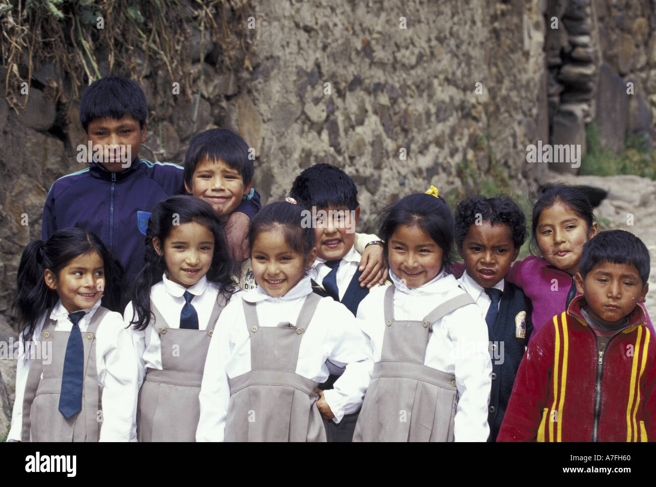 South America, Peru. Smiling Peruvian school children Stock Photo - Alamy