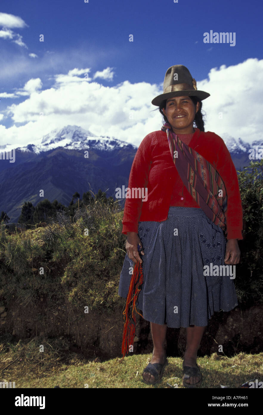 South America, Peru, Sacred Valley, View of Andres Mountains & native ...