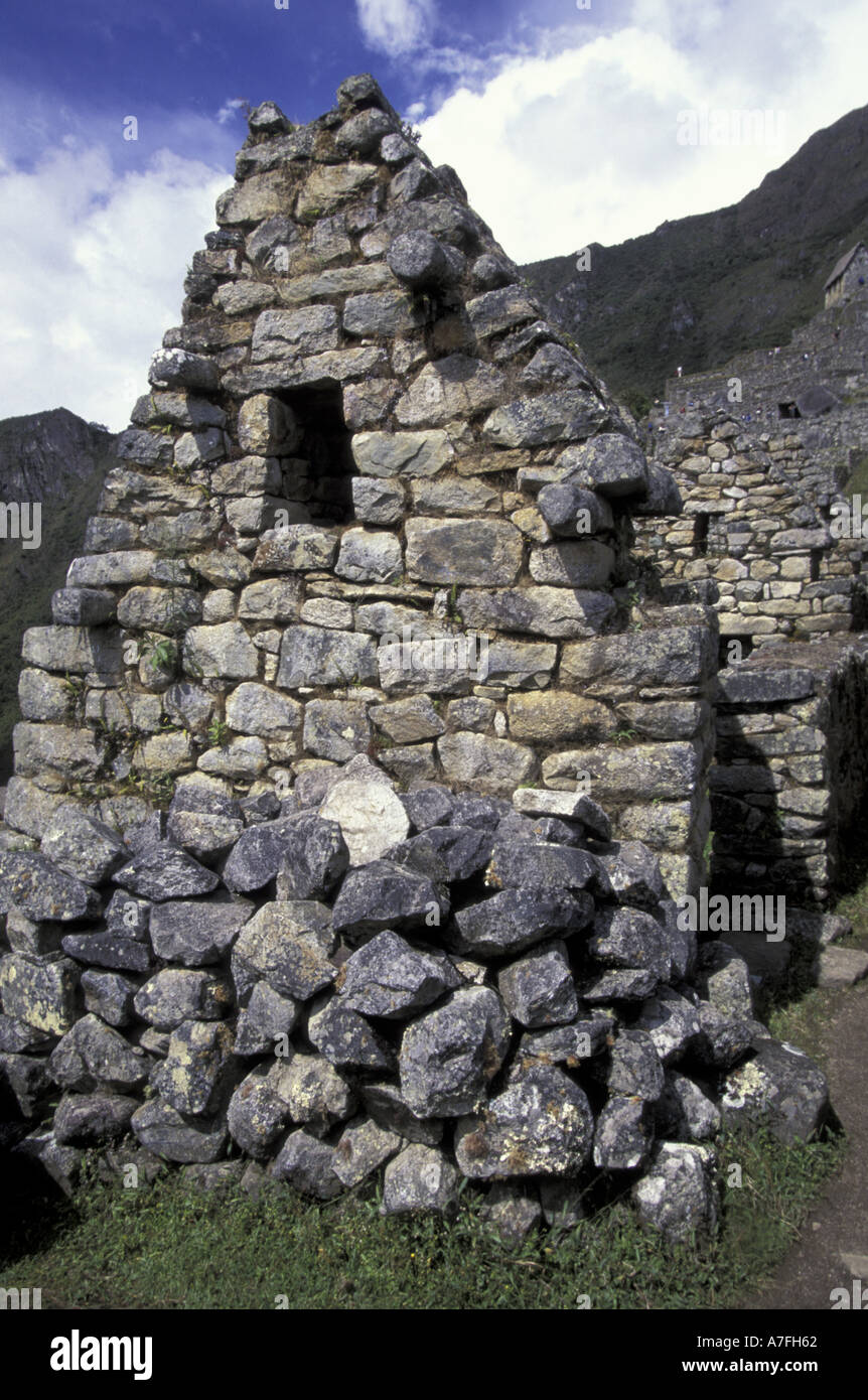 South America, Peru, Machu Picchu. Stone building, ancient ruins Stock ...