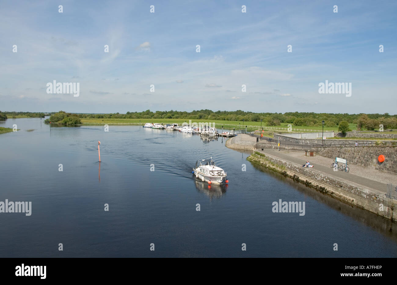 Ireland County Offaly Shannonbridge River Shannon view from bridge ...