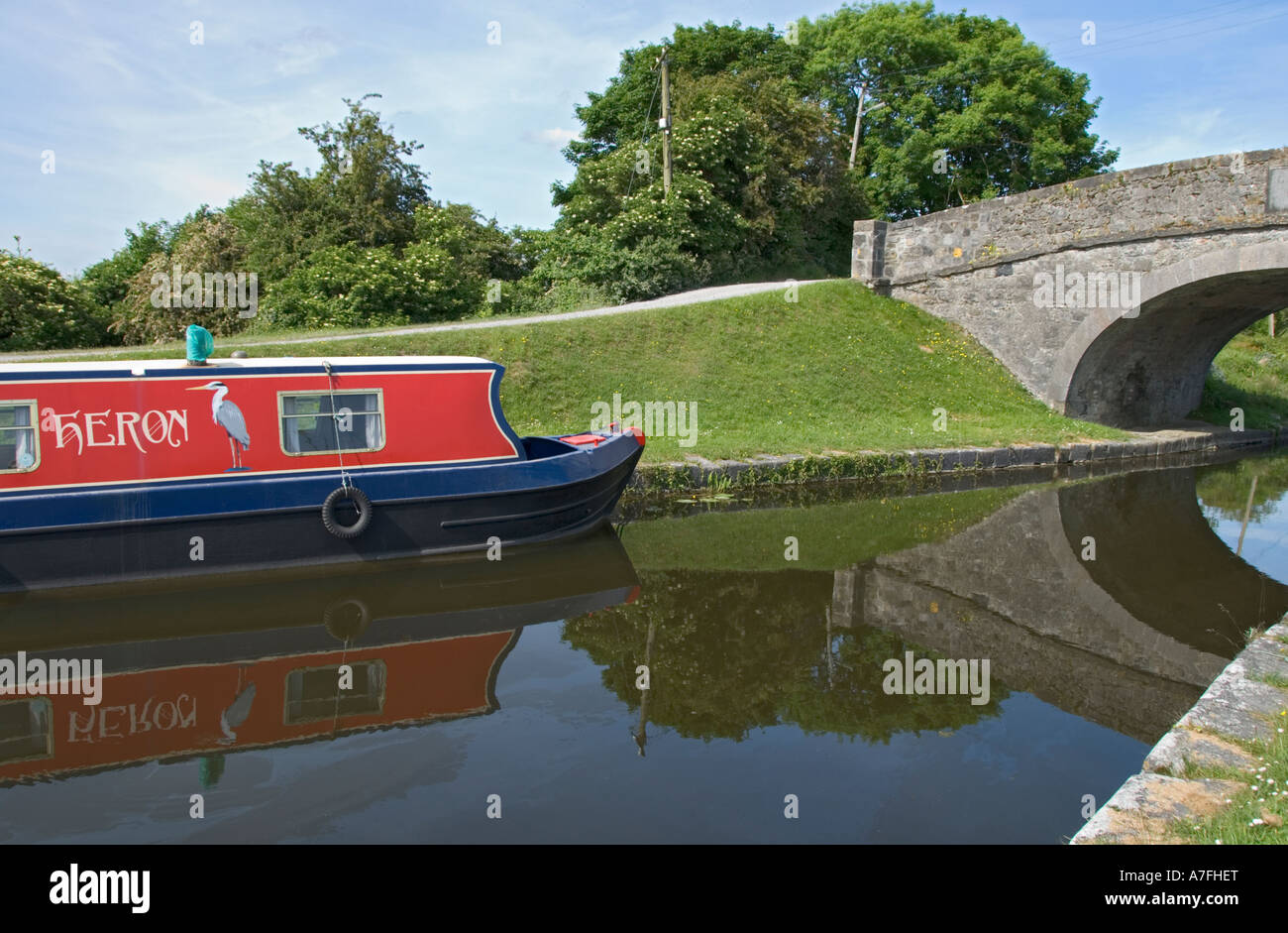 Ireland County Offaly Shannon Harbour barge on Grand Canal Stock Photo ...