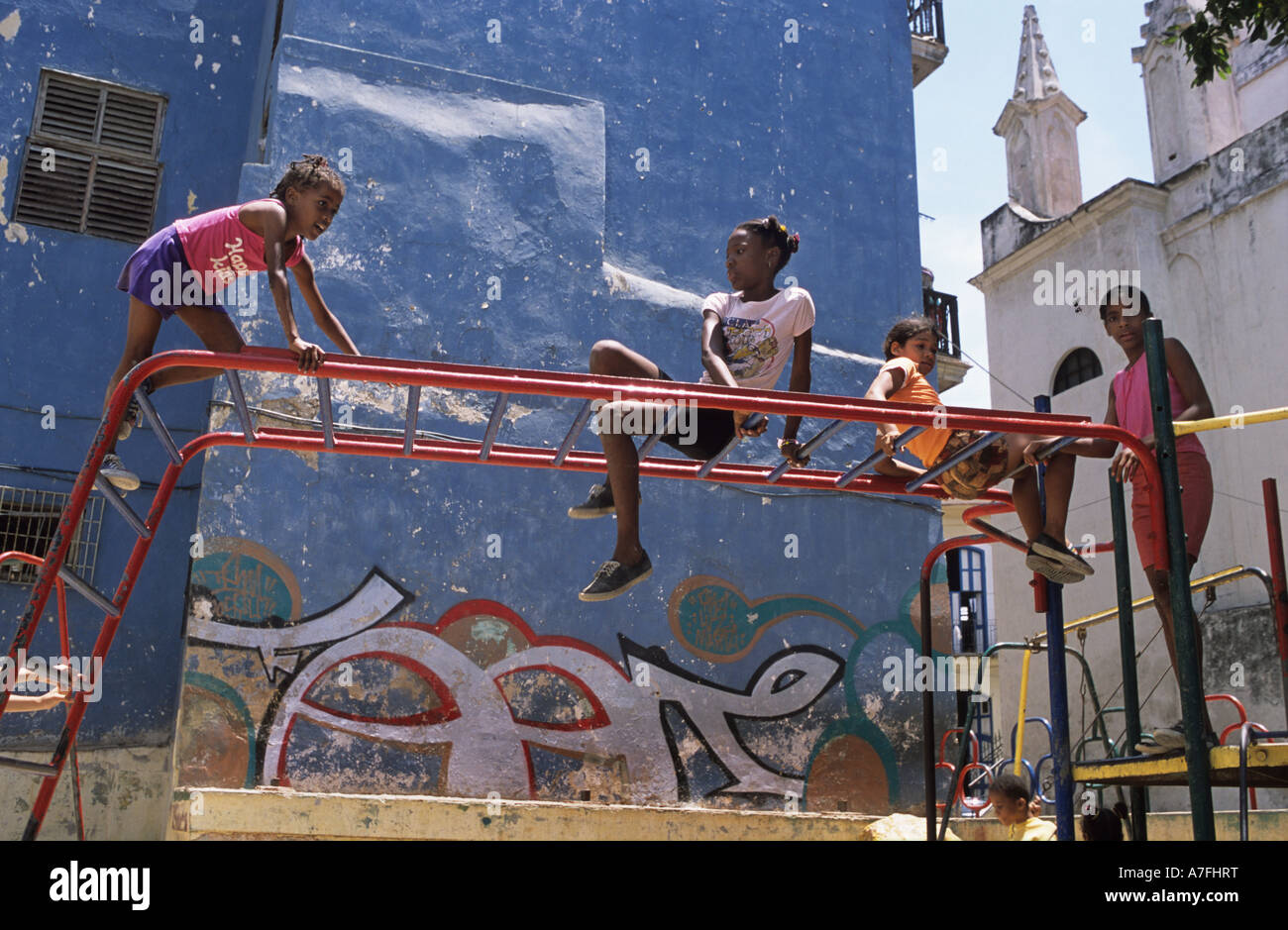 Cuba, Havana.Children playing in playground Stock Photo - Alamy