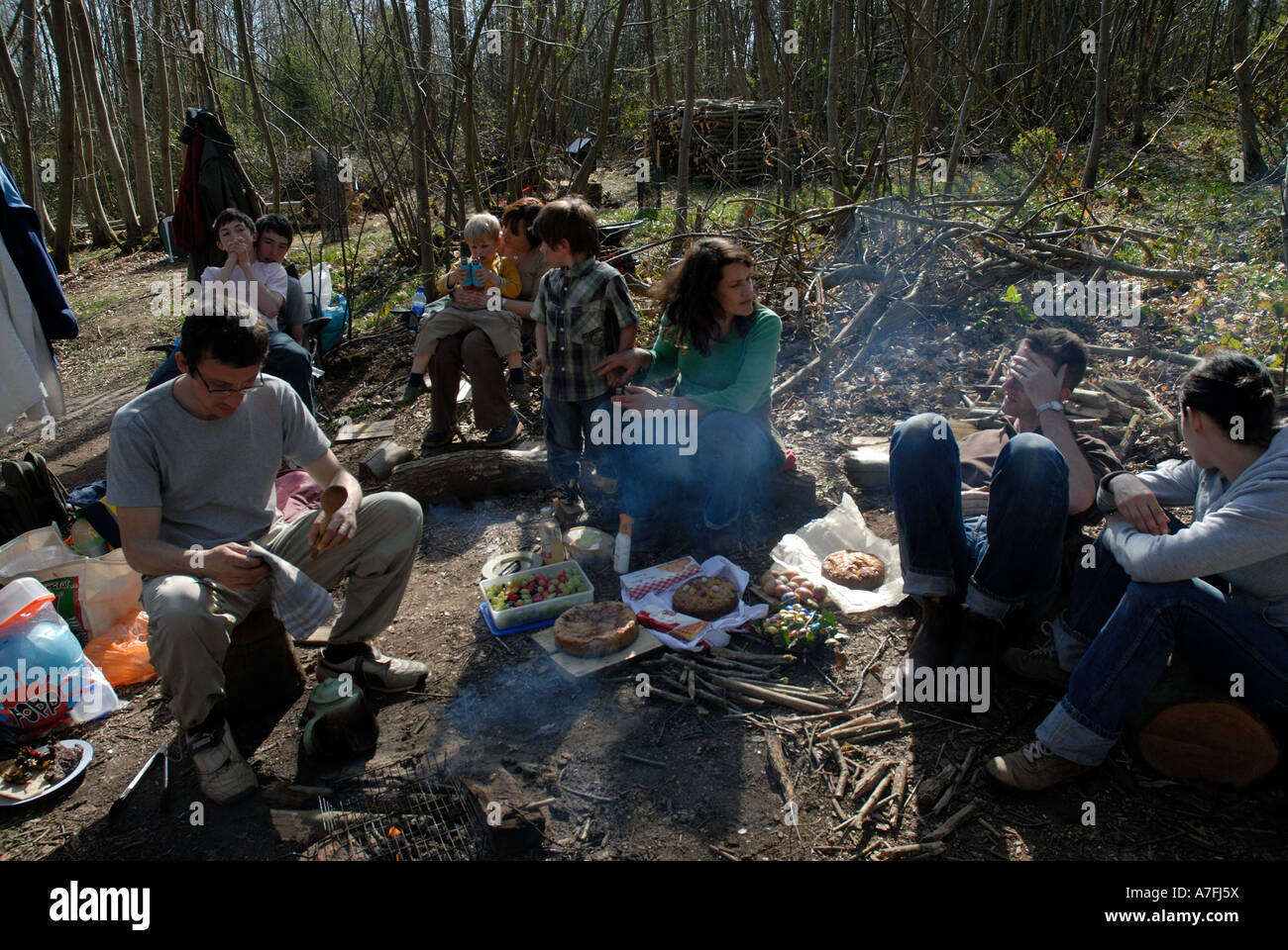 England, Sussex.Easter barbeque in the woods Stock Photo - Alamy