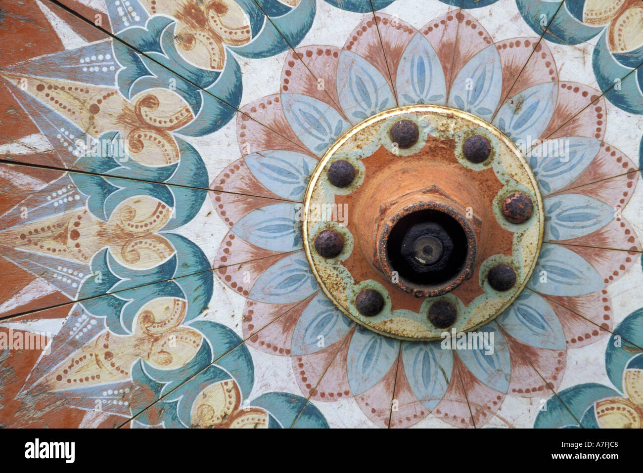 CA, Costa Rica. Hand-painted oxcart wheel Stock Photo - Alamy