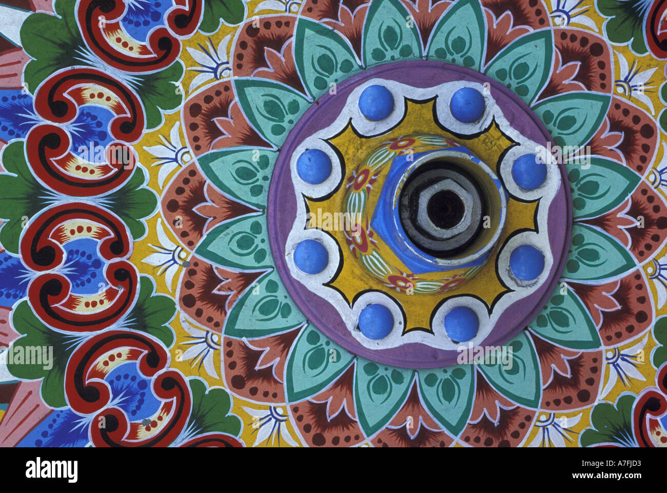 Central America, Costa Rica. Painted Ox Cart Wheel Stock Photo - Alamy