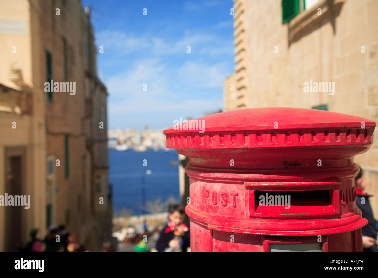 Red letter box in Valetta Malta Stock Photo - Alamy
