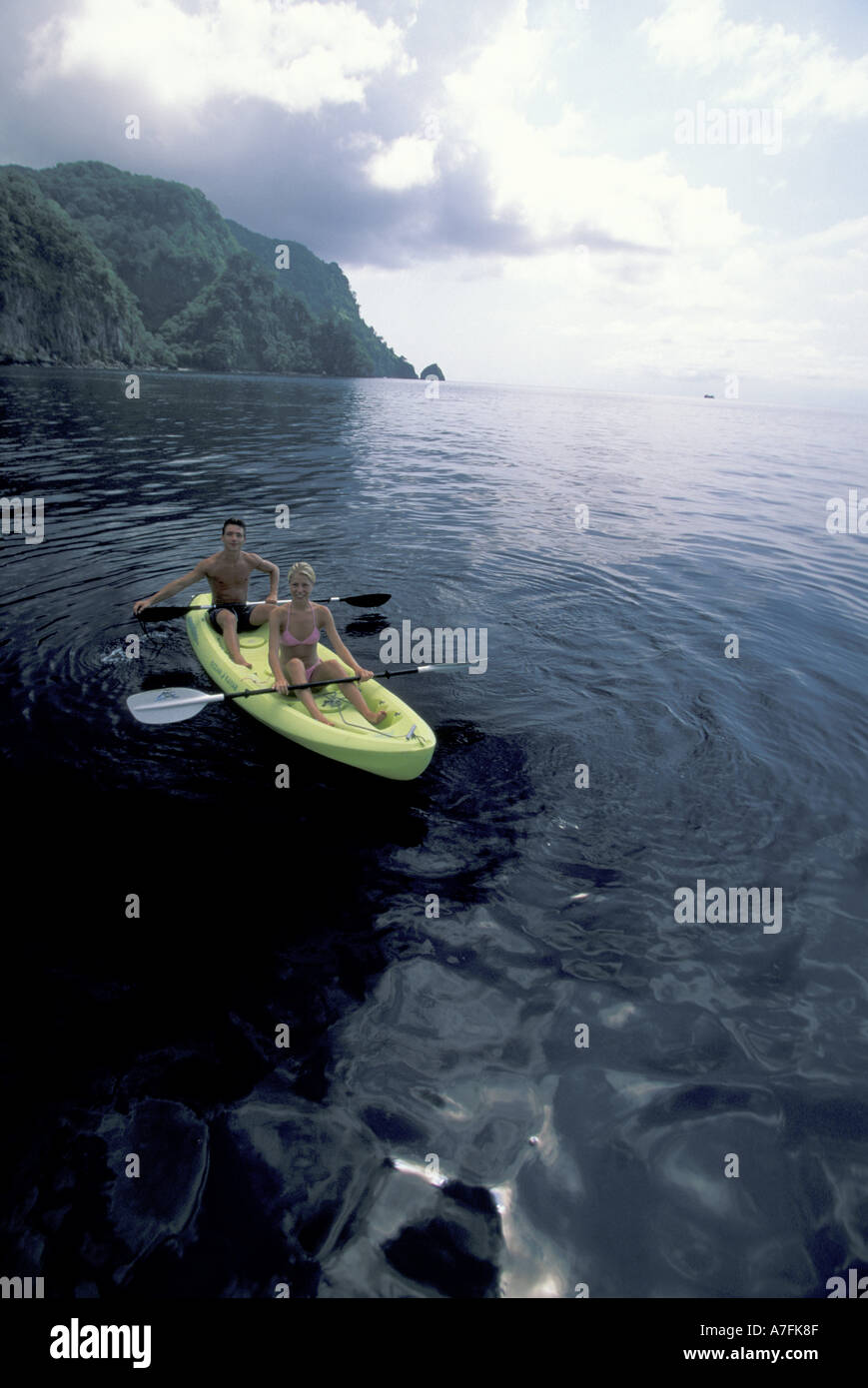 CA, Costa Rica, Cocos Island. Couple kayaking. (MR Stock Photo - Alamy