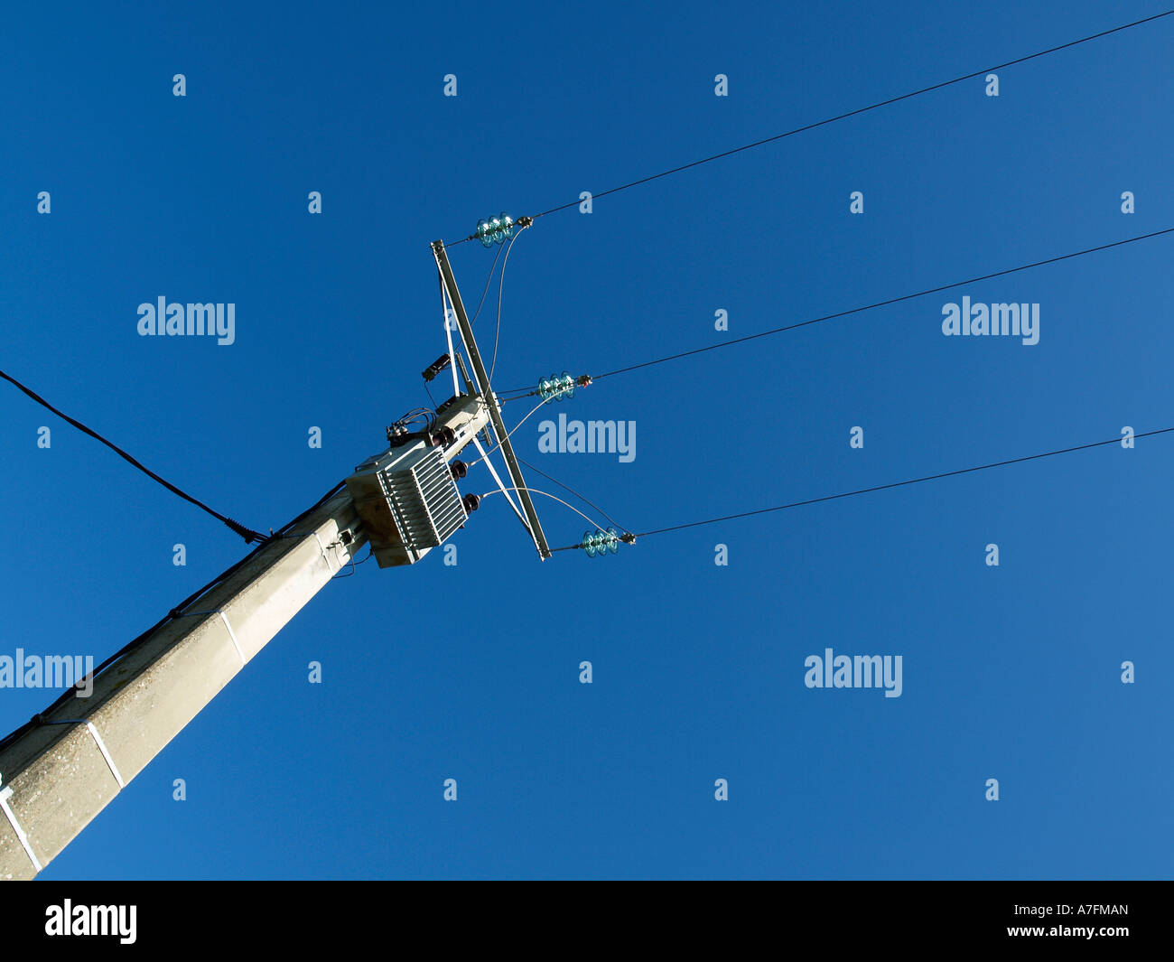 power pole pylon with power supply lines aerial contact lines and ...