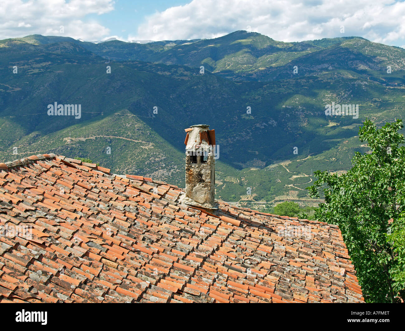 Greece Thessaly Ambélakia mountain village at Témbi valley submontane ...