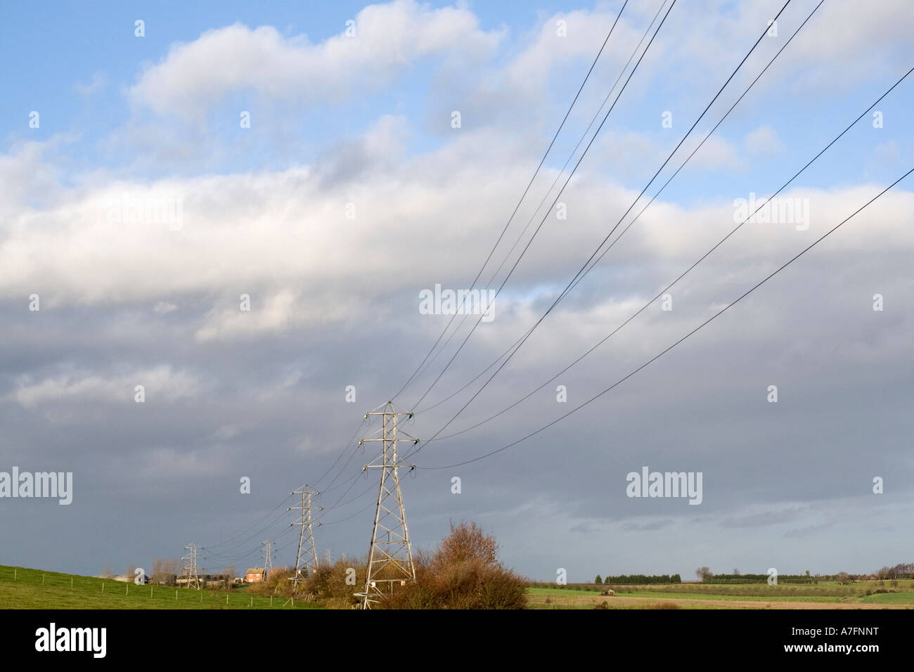 pylons across countryside Stock Photo - Alamy