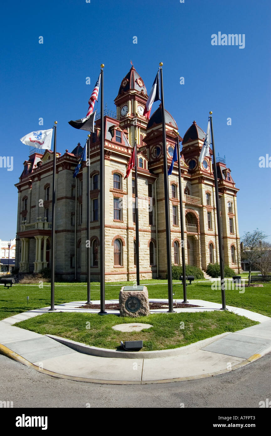County courthouse architecture with flags in front of it Stock Photo ...