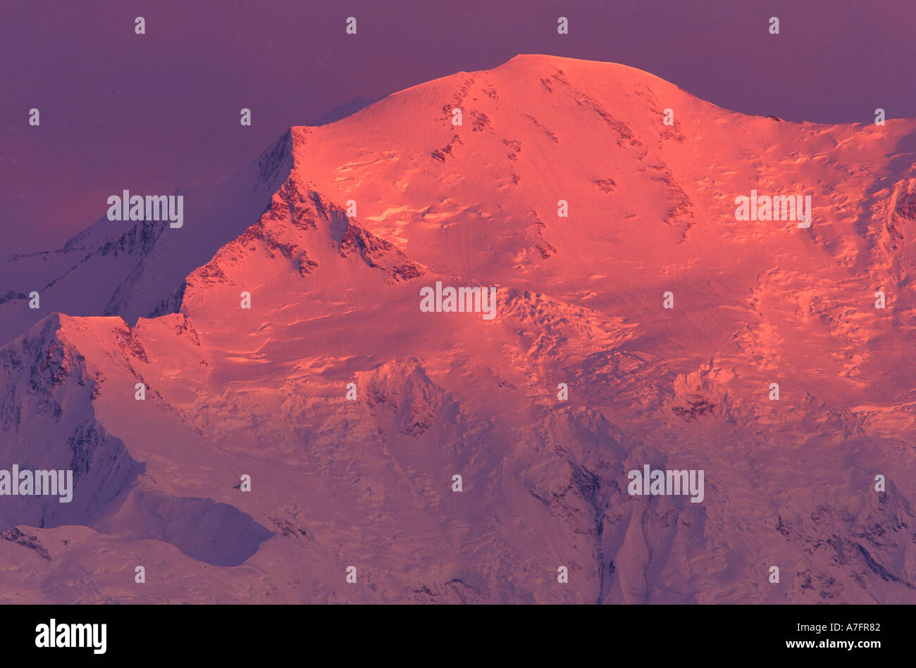 NA, USA, Alaska, Denali NP, Wickersham wall, Pioneer Ridge, lit by ...